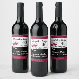 Red Wine, 40th Birthday Party Wine Label | Zazzle