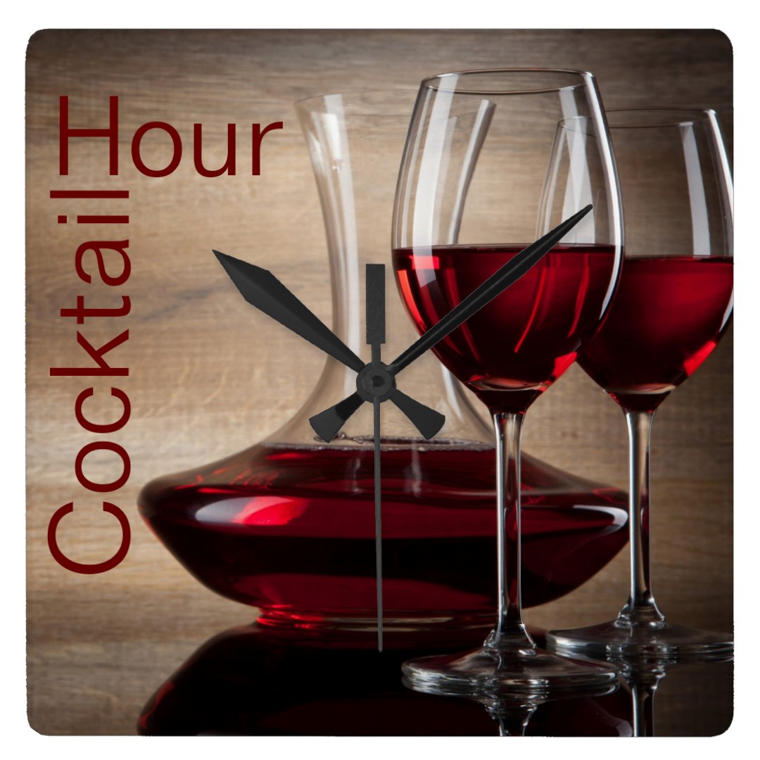 red wine cocktail wall clock | Zazzle