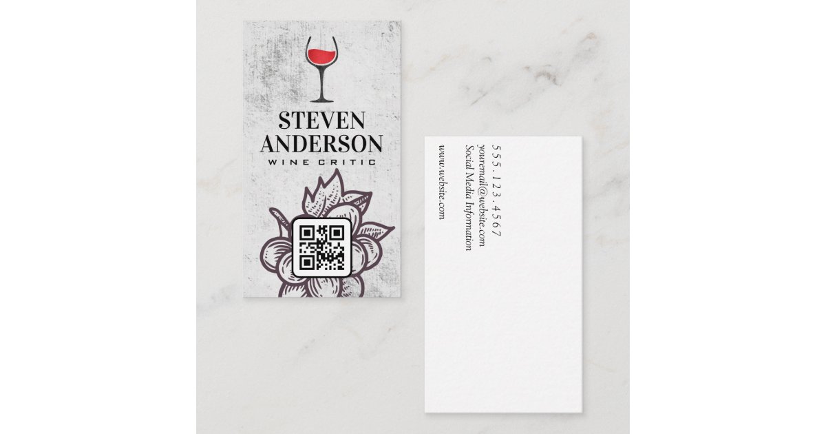 Red Wine Glass | QR Code Business Card | Zazzle