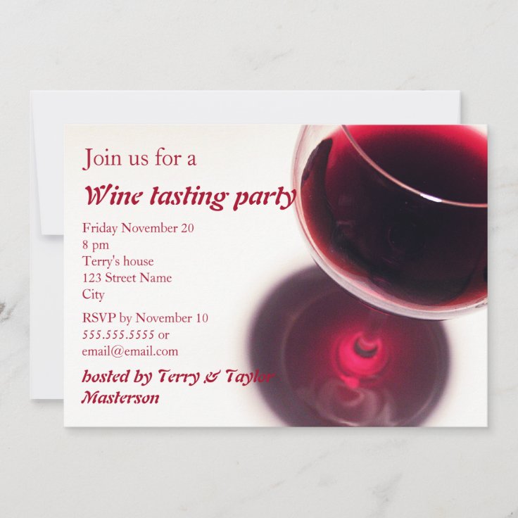 Red Wine Glass Wine Tasting Party Invite | Zazzle