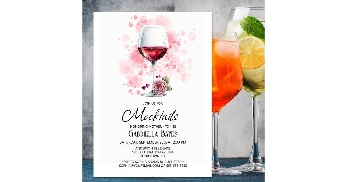 Red Wine Mocktails Baby Shower Invitation | Zazzle