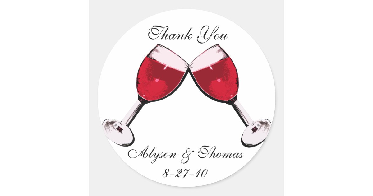Red Wine Toast Classic Round Sticker | Zazzle
