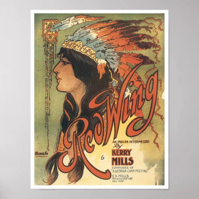 Red Wing Vintage Songbook Cover Poster | Zazzle