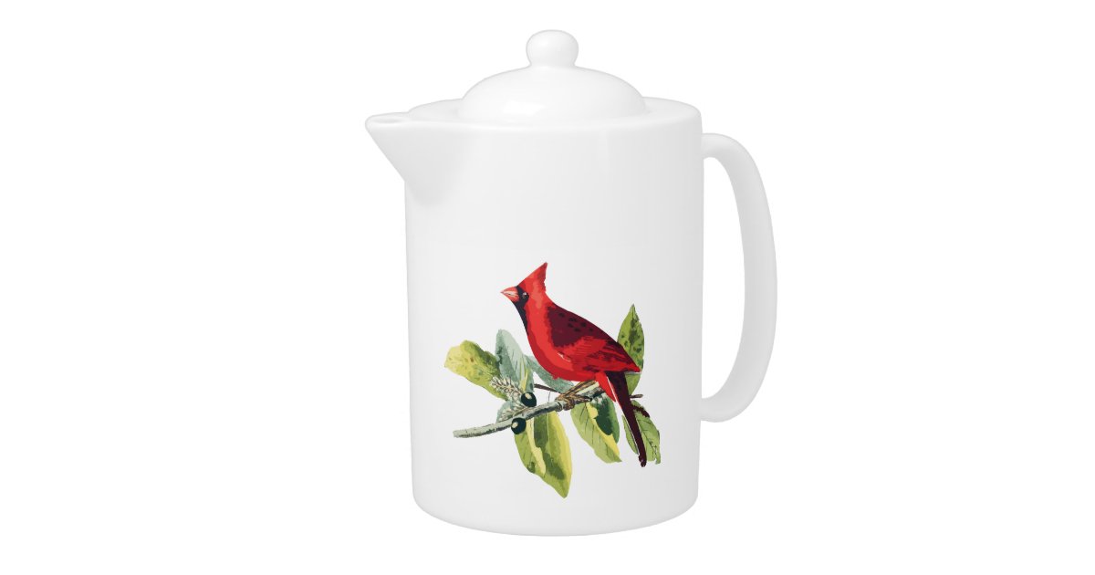 Red Winter Cardinal Teapot | Zazzle