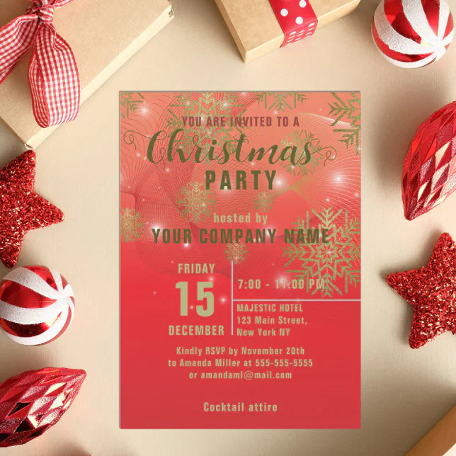 Red Winter Corporate Christmas Party Invitation | Zazzle