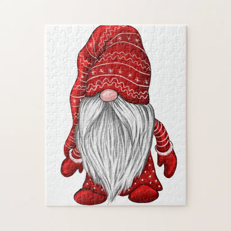 Red Winter Gnome Jigsaw Puzzle | Zazzle