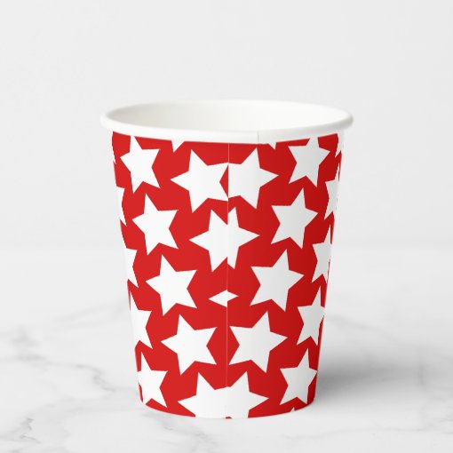 Red with a White Stars Pattern Paper Cups | Zazzle