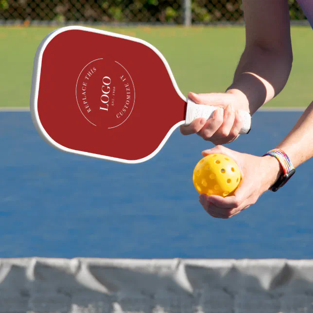 Red with Custom white Company logo promotional Pickleball Paddle | Zazzle