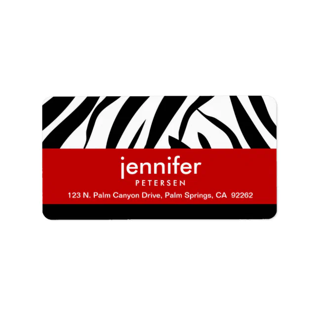 Red with Zebra Print, Address Labels | Zazzle