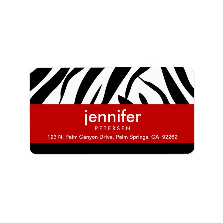 Red with Zebra Print, Address Labels | Zazzle