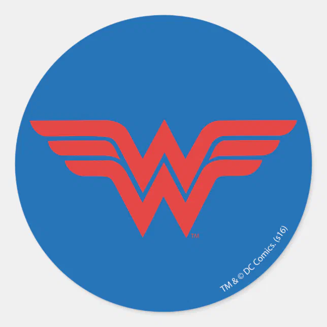 Red Wonder Woman Logo Classic Round Sticker | Zazzle