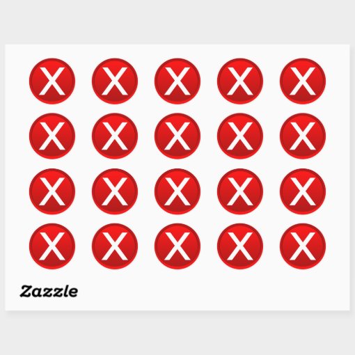 Red X - No / Incorrect Symbol Classic Round Sticker | Zazzle