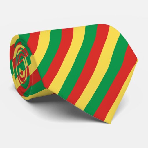 Red, yellow and green, striped tie | Zazzle
