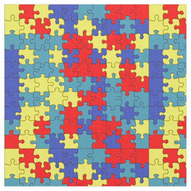 Colorful Puzzle Pattern Autism Awareness Fabric | Zazzle