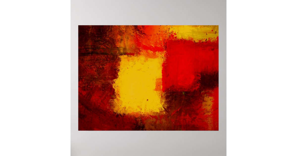 Red Yellow Brown Modern Abstract Art Poster | Zazzle