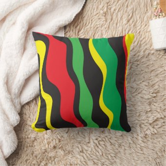 Red Yellow Green Black Rasta Wave Throw Pillow | Zazzle