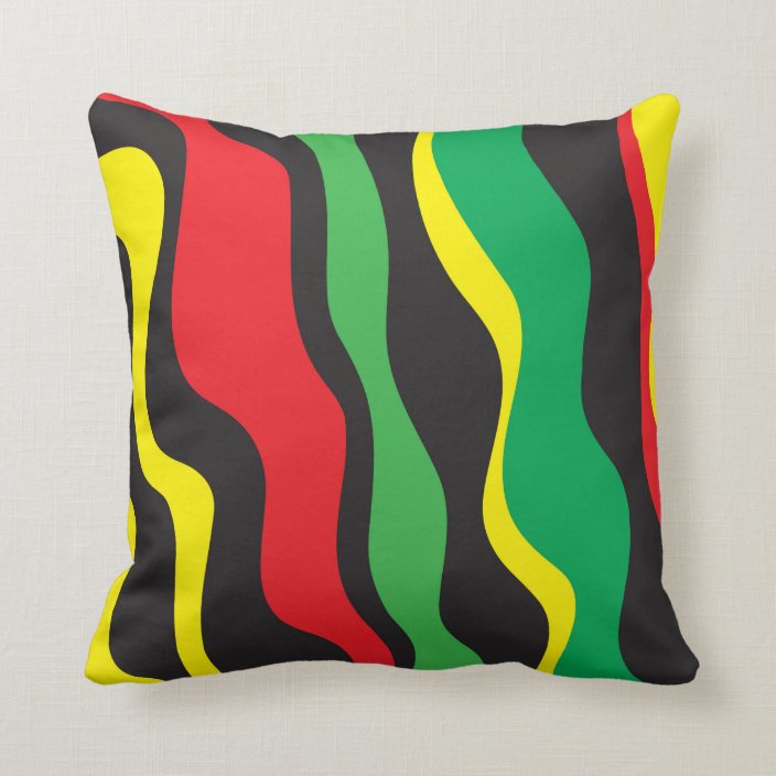 Red Yellow Green Black Rasta Wave Throw Pillow | Zazzle.com