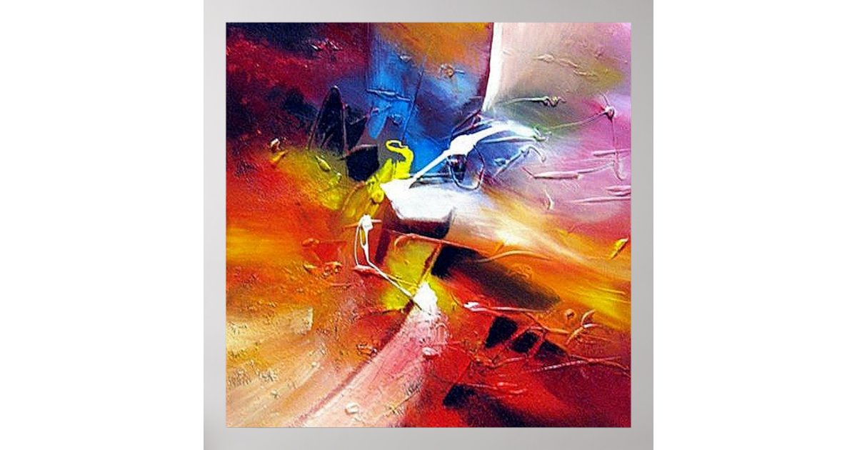 Red Yellow Green Blue Abstract Painting Poster | Zazzle