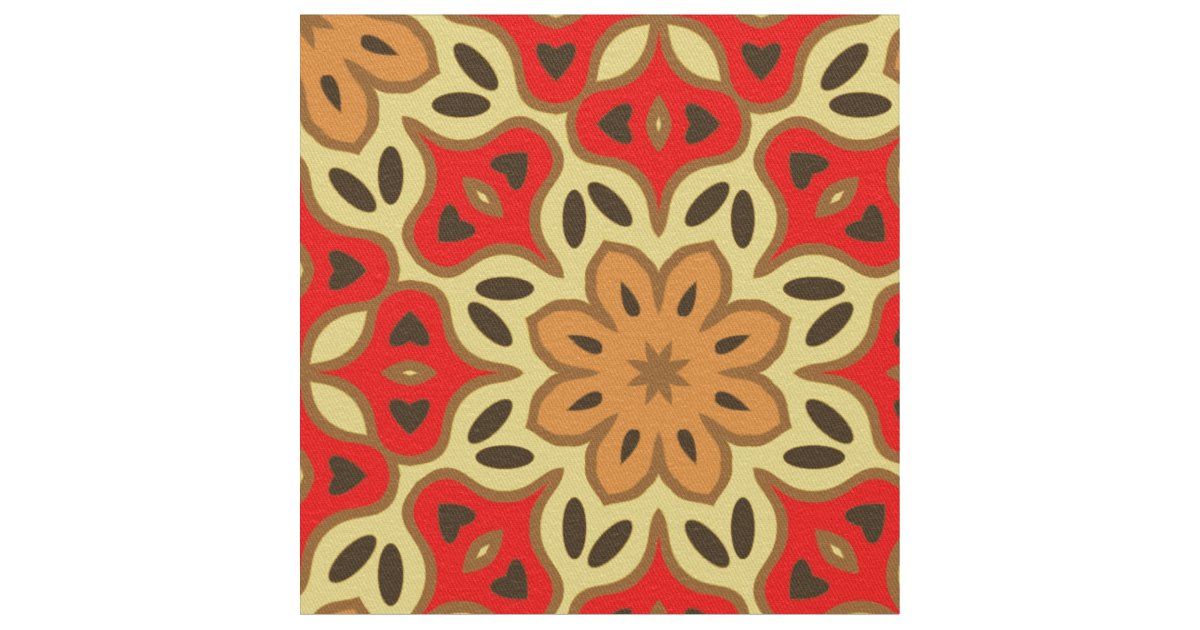 Red Yellow & Orange Mosaic Geometric Pattern Fabric | Zazzle