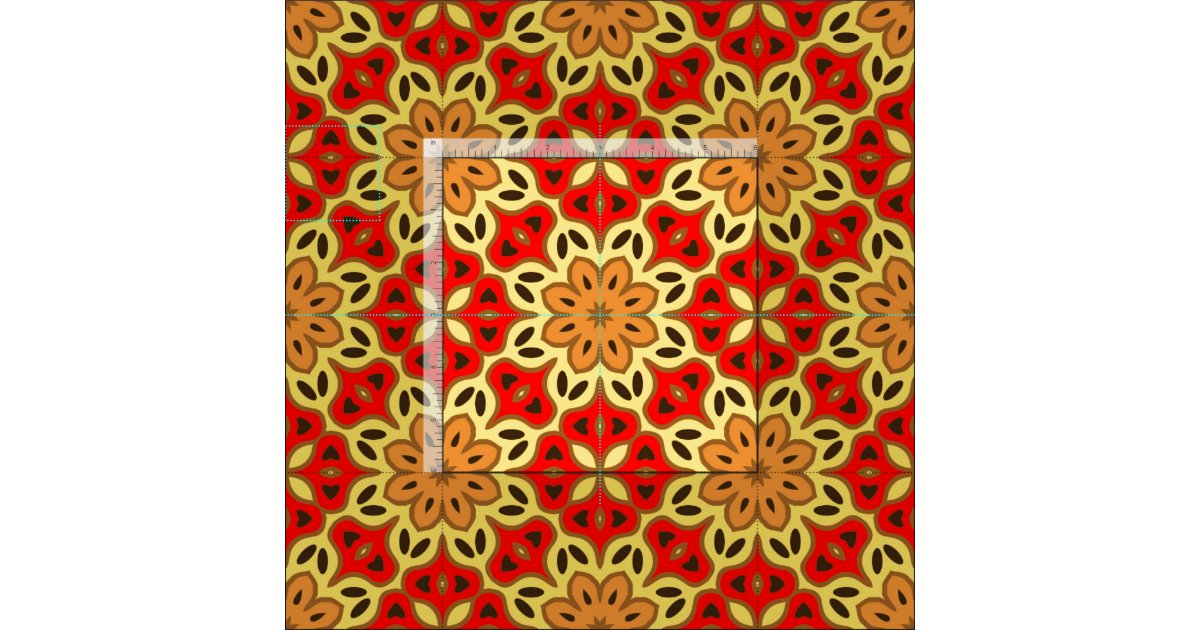 Red Yellow & Orange Mosaic Geometric Pattern Fabric | Zazzle