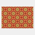 Red Yellow Orange Oriental Geometric Patterns Wrapping Paper Sheets ...