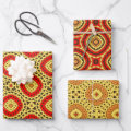 Red Yellow Orange Oriental Geometric Patterns Wrapping Paper Sheets ...