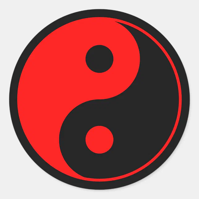 Red Yin Yang Symbol Classic Round Sticker | Zazzle