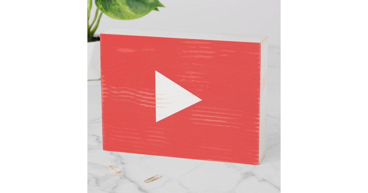 Red YouTube Play Button Wooden Box Sign | Zazzle