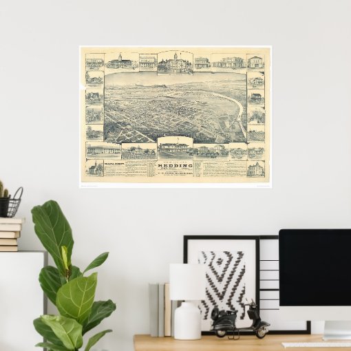 Redding, CA. Panoramic Map (1393A) Poster | Zazzle
