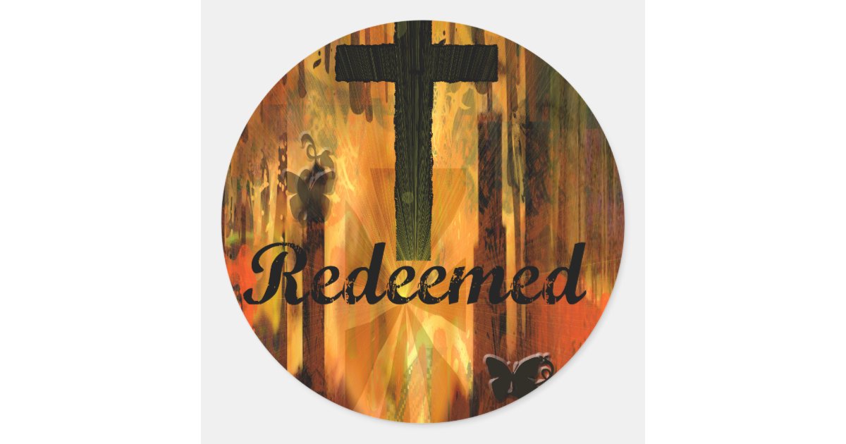 Redeemed Cross Gifts Classic Round Sticker | Zazzle