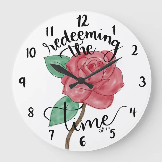 Redeeming The Time Hand Lettered Wall Clock | Zazzle