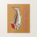 Redfish Santa Hat Christmas Jigsaw Puzzle | Zazzle