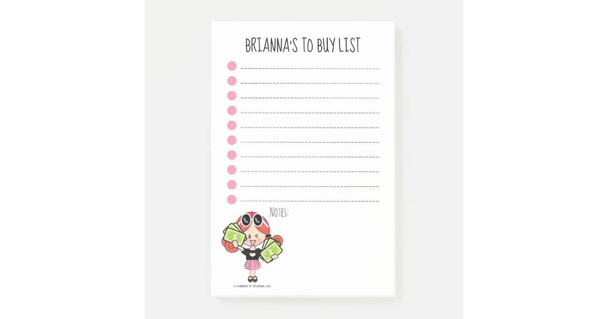 Redhead Personalized Shopping List Post-it Notes | Zazzle