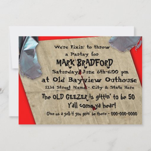 REDNECK BIRTHDAY PARTY INVITATION - DUCT TAPE | Zazzle