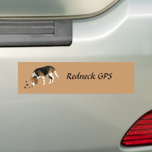 Redneck GPS Beagle Hound Bumper Sticker | Zazzle