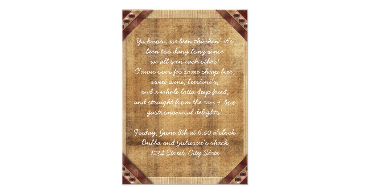 Redneck Invitation Ideas