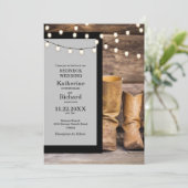 Redneck Wedding Cowboy Boots Lights Grey & Black Invitation | Zazzle