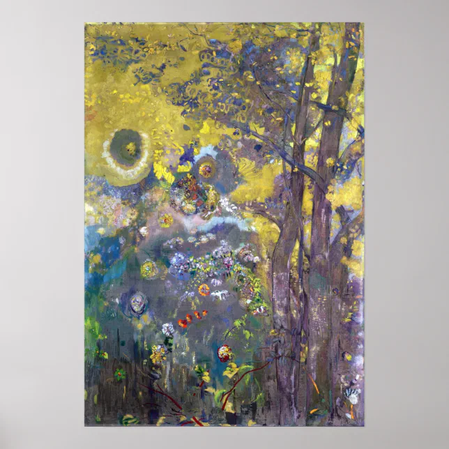 Redon - Trees On A Yellow Background Poster | Zazzle