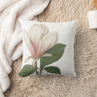 Redoute Magnolia Throw Pillow 20" x 20" | Zazzle