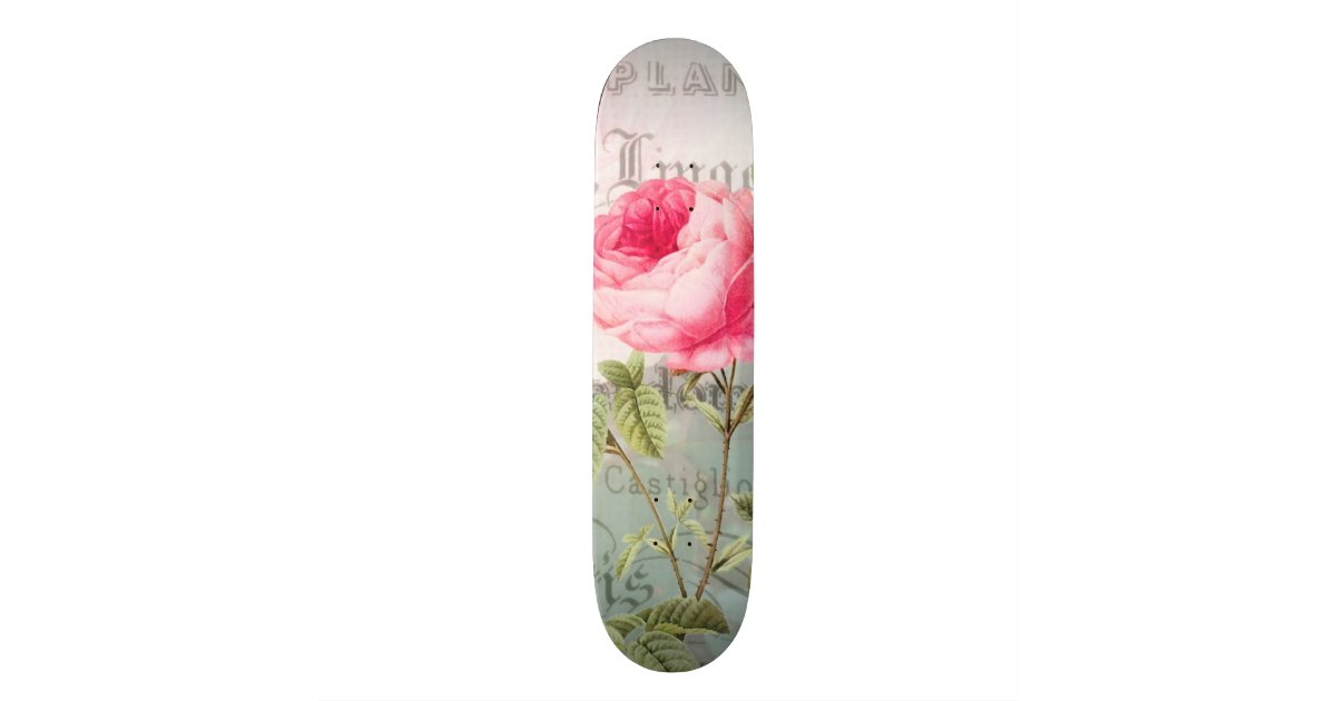 Redoute Pink Rose Skateboard Deck | Zazzle.com