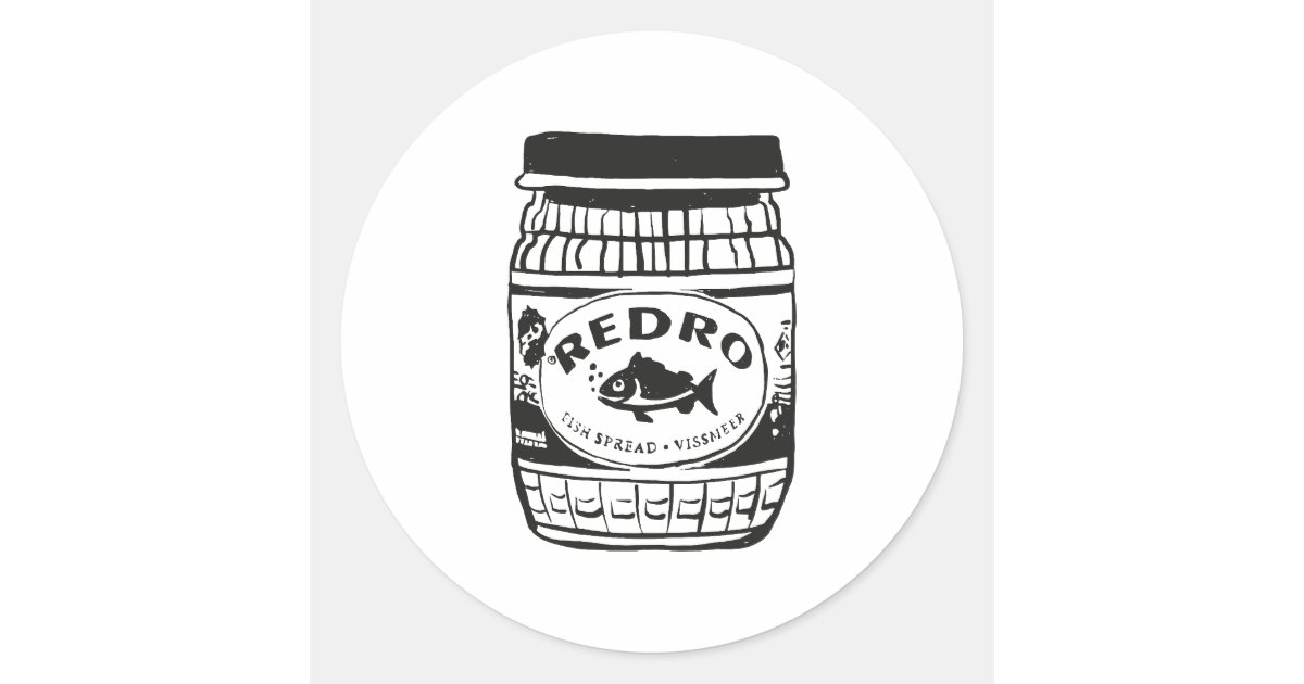 Redro Fish Paste Illustration Classic Round Sticker | Zazzle
