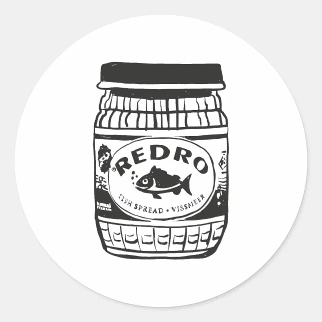 Redro Fish Paste Illustration Classic Round Sticker | Zazzle