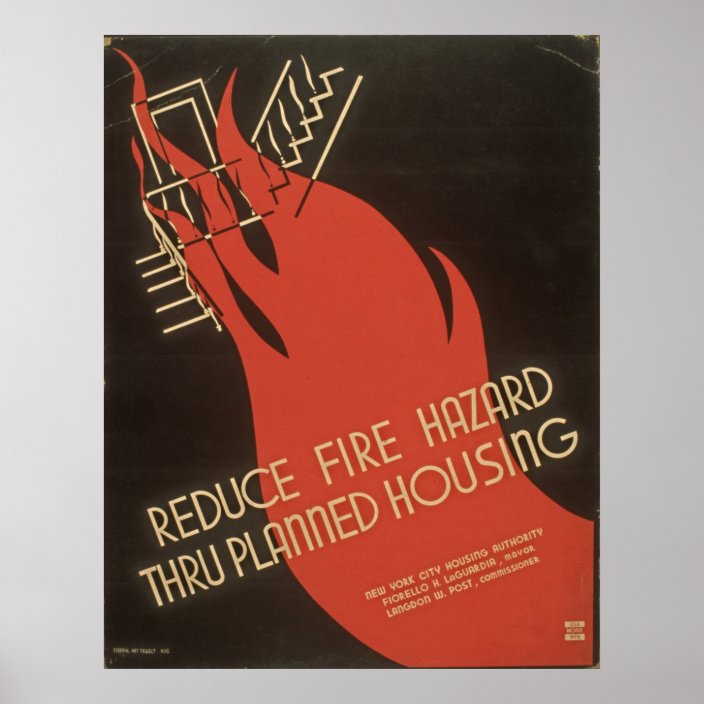 Reduce Fire Hazard Thru Planned Housing WPA Poster | Zazzle.com
