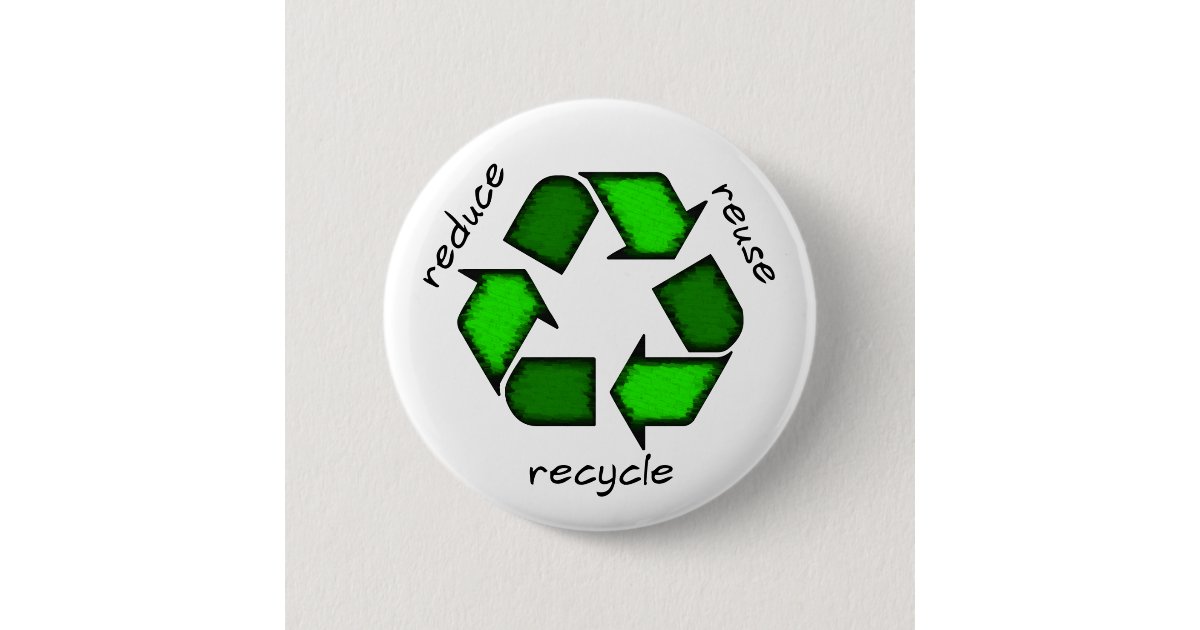 Reduce - Reuse - Recycle Button | Zazzle