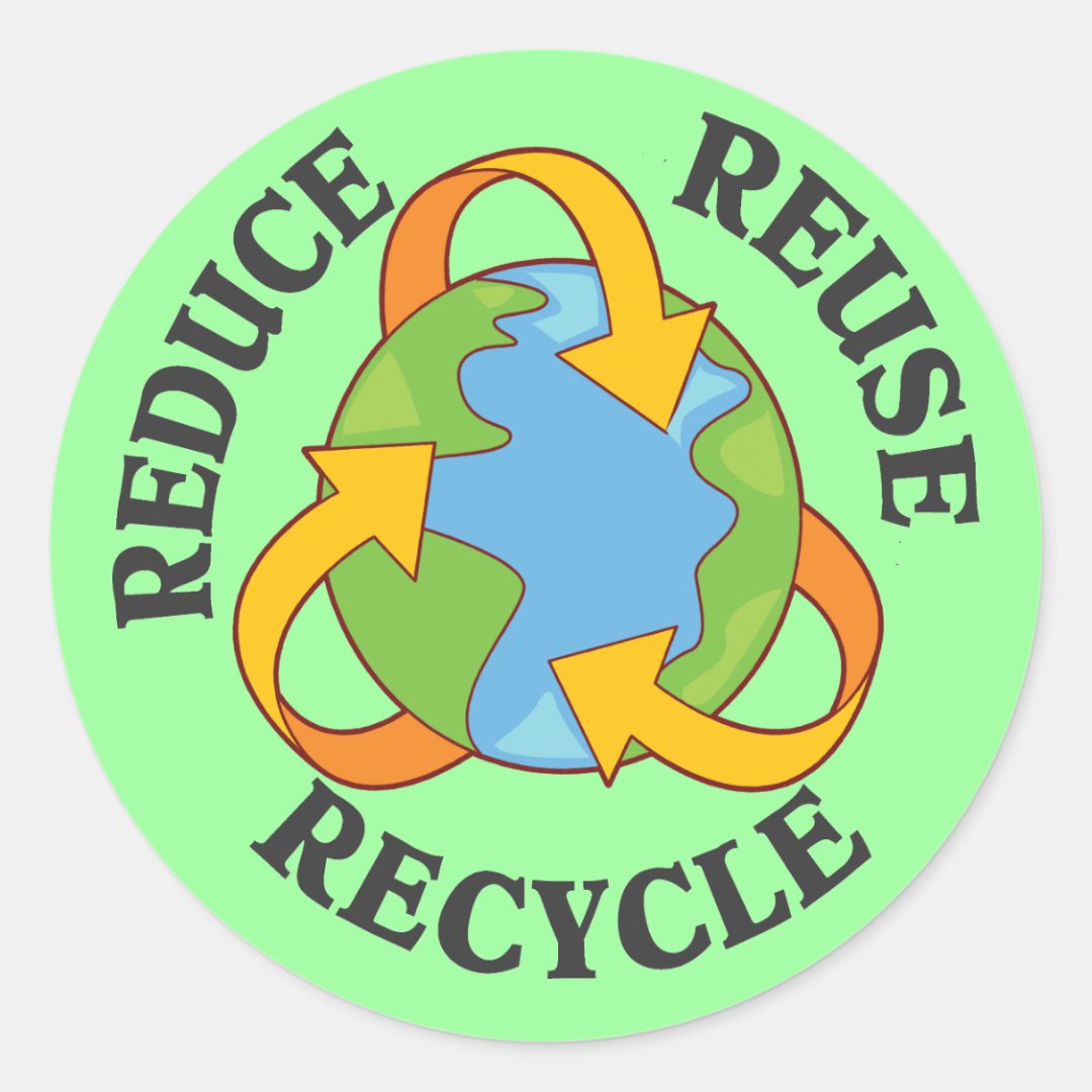Reduce Reuse Recycle Classic Round Sticker | Zazzle