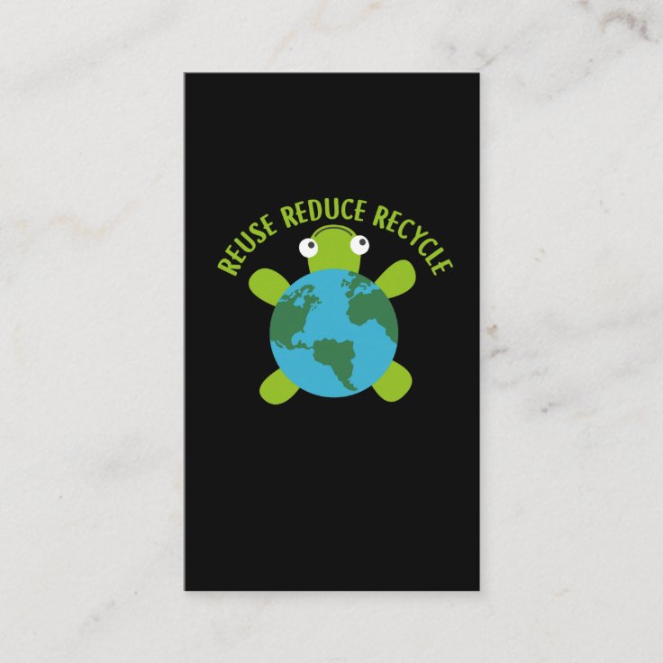Reduce Reuse Recycle Turtle -Save Earth Ocean Eco Business Card | Zazzle