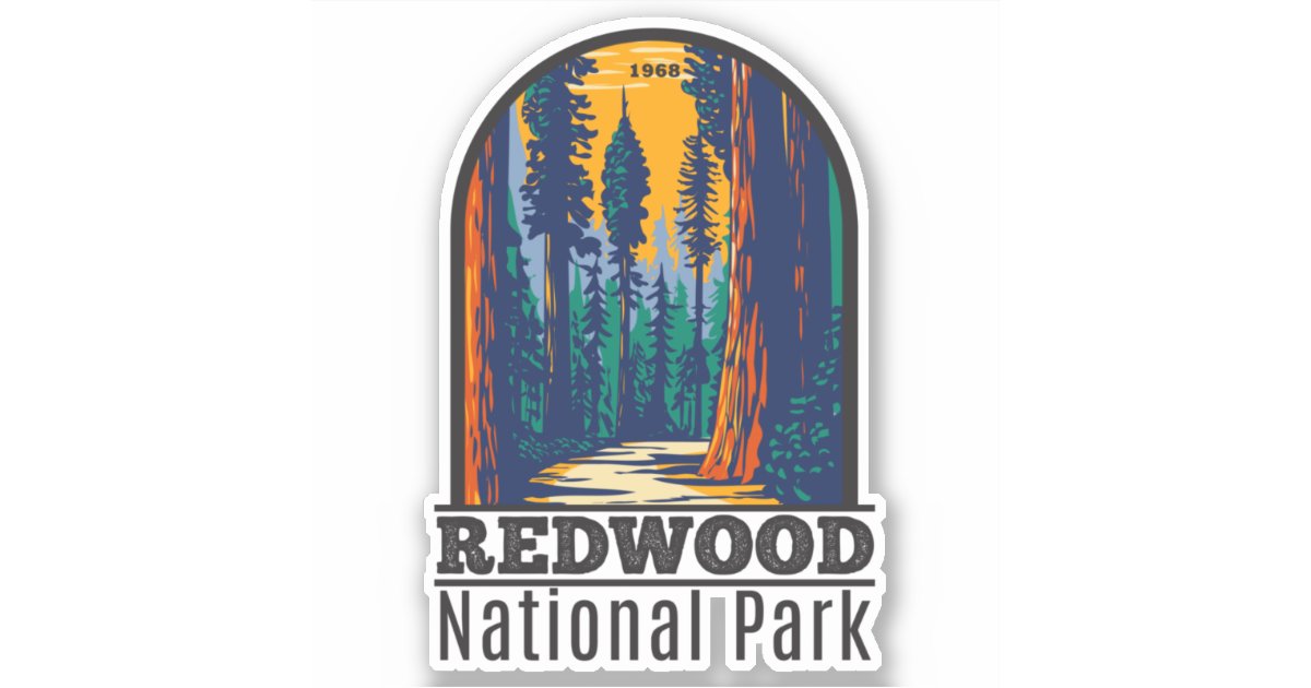 Redwood National Park California Vintage Sticker | Zazzle