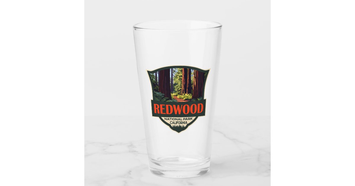 Redwood National Park Illustration Retro Badge Glass | Zazzle