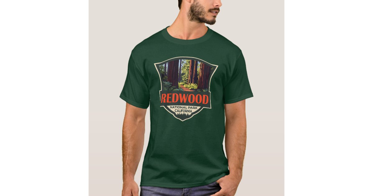 Redwood National Park Illustration Retro Badge T-Shirt | Zazzle