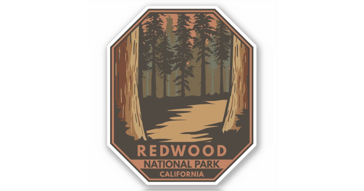 Redwood National Park Minimal Retro Emblem Sticker | Zazzle